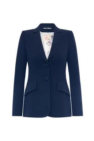 MAISON COMMON Classic Blazer With Sharp Shoulders - Navy