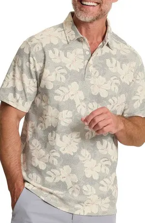 Tommy Bahama Emfielder Hibiscus Springs Floral Islandzone® Polo - Lt Sanddollar