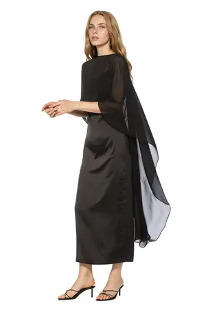 ALEXIA ADMOR Satin Gown With Chifon Overlay - Black