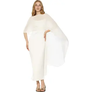 ALEXIA ADMOR Satin Gown With Chifon Overlay Ivory