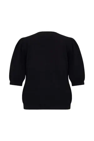 MAISON COMMON Embroidered Half Sleeve Pullover - Black