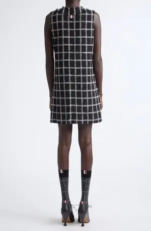 Thom Browne Windowpane Check V-neck Cardigan Dress