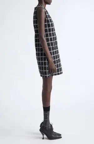Thom Browne Windowpane Check V-neck Cardigan Dress