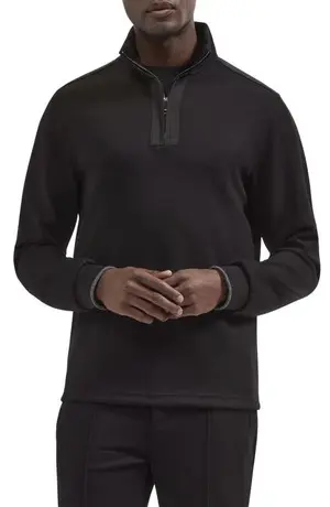 Bugatchi Soft Touch Quarter Zip Pullover - Black