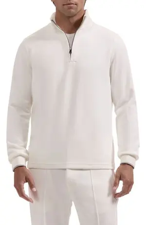 Bugatchi Soft Touch Quarter Zip Pullover - Chalk