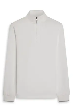 Bugatchi Soft Touch Quarter Zip Pullover - Chalk