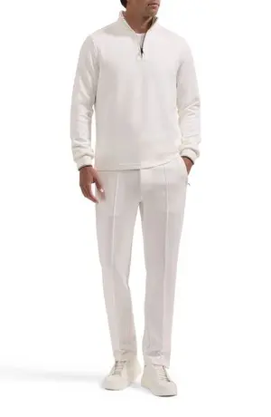 Bugatchi Soft Touch Quarter Zip Pullover - Chalk