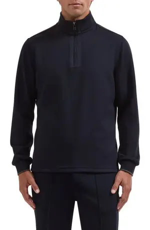 Bugatchi Soft Touch Quarter Zip Pullover - Navy