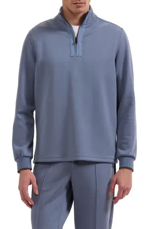 Bugatchi Soft Touch Quarter Zip Pullover - Steel