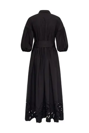 MAISON COMMON Poplin Dress With Big Leave Embroidery - Black
