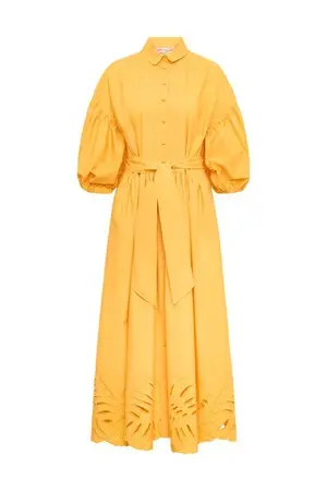 MAISON COMMON Poplin Dress With Big Leave Embroidery