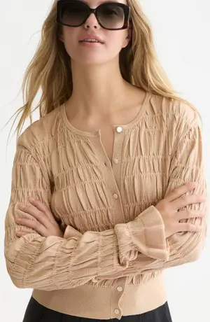Scotch & Soda Smock Stitch Crewneck Cardigan