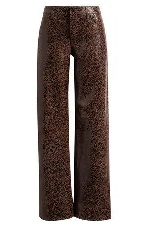 FRAME Printed Leather Wide Leg Pants