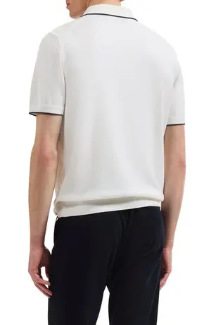 Bugatchi Argyle Short Sleeve Polo Sweater - Chalk