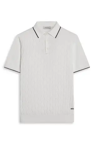 Bugatchi Argyle Short Sleeve Polo Sweater - Chalk