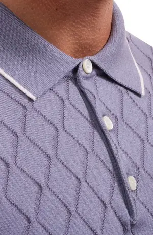 Bugatchi Argyle Short Sleeve Polo Sweater - Orchid