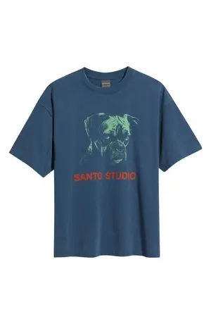 SANTO STUDIO Cynical Stare Dog Graphic T-shirt