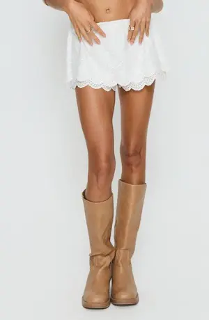 Princess Polly Twin Spirit Broderie Skort - White