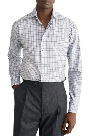 Eton Contemporary Fit Checked Dress Shirt - Light Blue