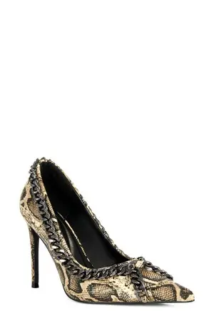 AZALEA WANG Ravelle Faux Snakeskin Pump - Beige Multi