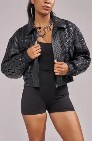 AZALEA WANG Alonso Leather Bomber Jacket