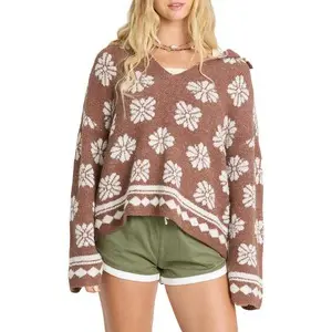 BILLABONG Oversize Floral Intarsia Sweater