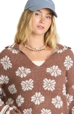 BILLABONG Oversize Floral Intarsia Sweater