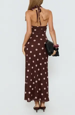 Princess Polly Saviana Halter Ruched Maxi Dress