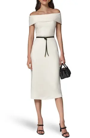 DONNA KARAN WEEKEND Off-the-shoulder Knit Dress With Belt
