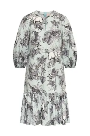 MAISON COMMON Printed Cotton Dress With Ruffles - Mint