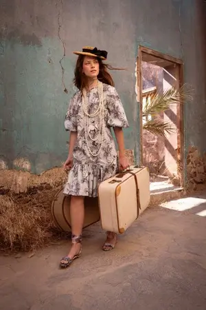 MAISON COMMON Printed Cotton Dress With Ruffles