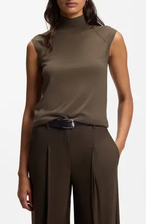 BOSS Fipini" Mock Neck Virgin Wool Top