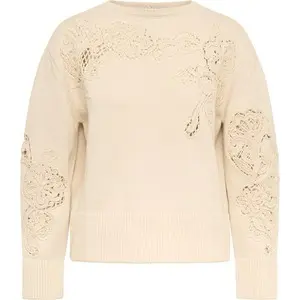 MAISON COMMON Cotton Pullover With Embroidery Sand