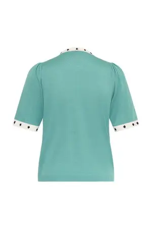 MAISON COMMON Light Pullover With Contrast Piping With Leopard Head Application
