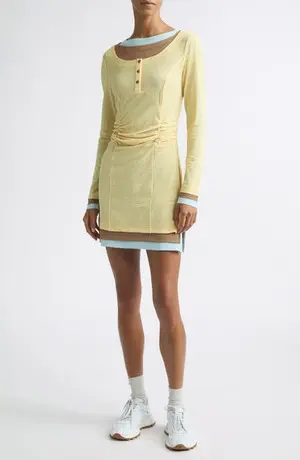 SIEDRES Lyna Long Sleeve Contrast Layered Minidress - Yellow Multi
