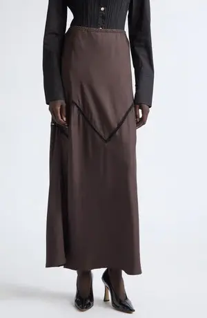 DIOTIMA Orisha Embroidered Silk Maxi Skirt - Molasses