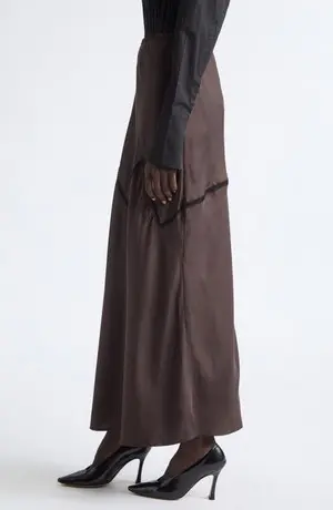 DIOTIMA Orisha Embroidered Silk Maxi Skirt - Molasses
