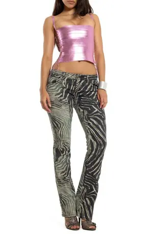 JADED LONDON Metallic Lace-up Bustier Top