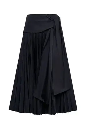 MAISON COMMON Taffeta Skirt With Bow Tie - Black