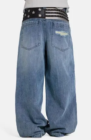 JADED LONDON Usa Flag Appliqué Low Rise Colossus Jeans