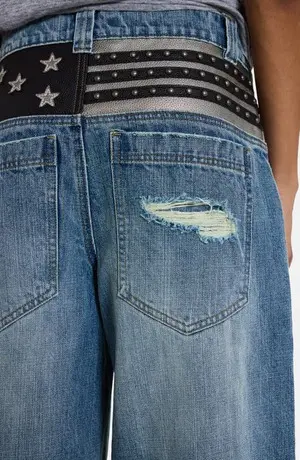 JADED LONDON Usa Flag Appliqué Low Rise Colossus Jeans