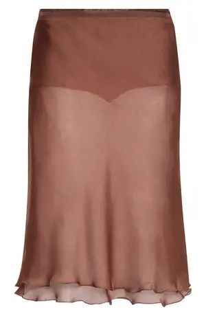 SIEDRES Colette Sheer Chiffon Midi Skirt - Brown