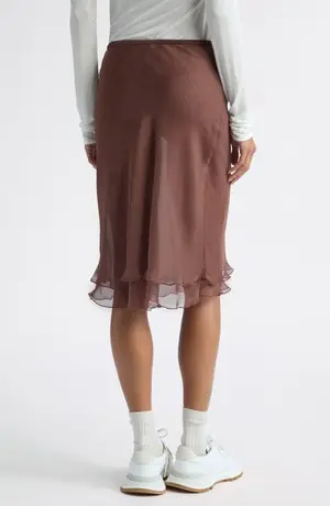 SIEDRES Colette Sheer Chiffon Midi Skirt - Brown