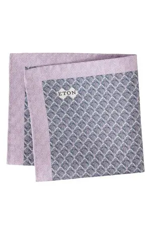 Eton Geometric Silk Oxford Pocket Square - Medium Purple