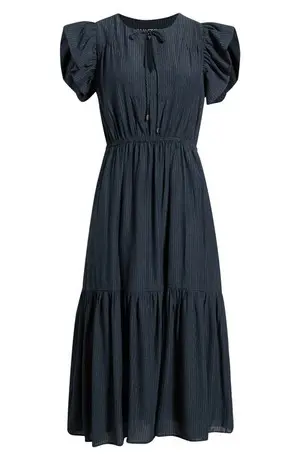 Julia Jordan Stripe Tiered Midi Dress - Navy