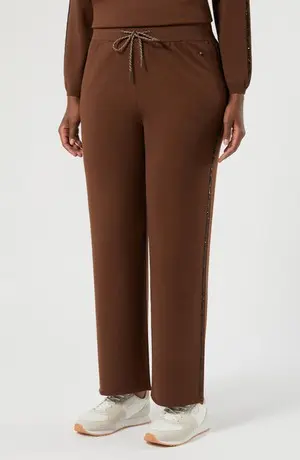 Marina Rinaldi Sequin Side Stripe Knit Wide Leg Trousers