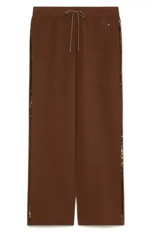 Marina Rinaldi Sequin Side Stripe Knit Wide Leg Trousers