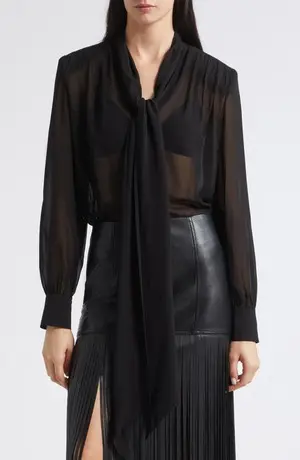TOCCIN Kaila Tie Neck Chiffon Top