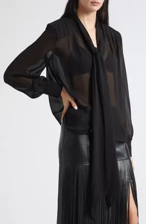TOCCIN Kaila Tie Neck Chiffon Top