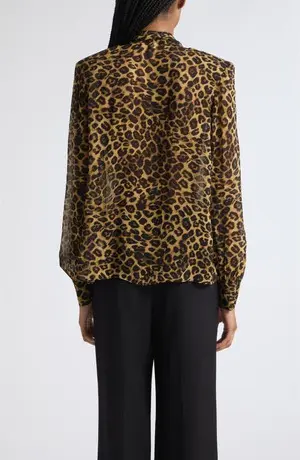 TOCCIN Kaila Tie Neck Chiffon Top - Leopard